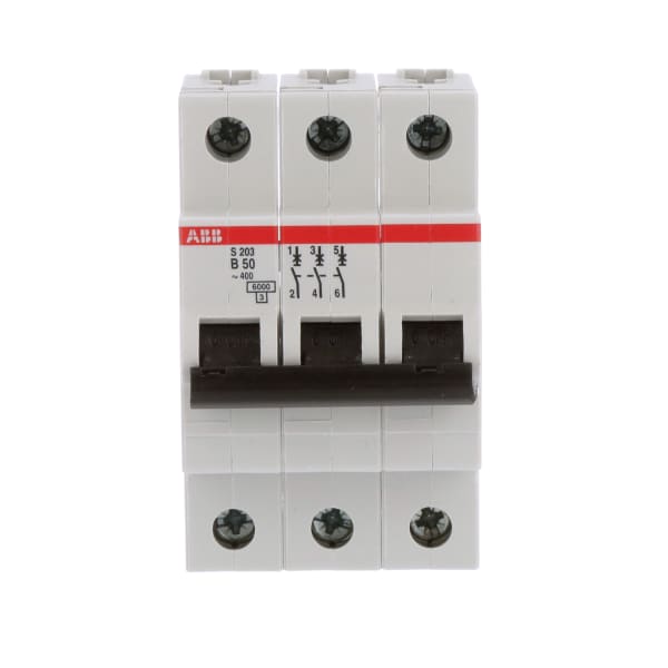 ABB - S203-B50 - Circuit Breaker; 3-Pole; B Curve; 50A; 6kA; 480Y/277VAC; Handle; Screw ...