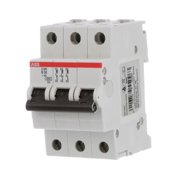 ABB - S203-B50 - Circuit Breaker; 3-Pole; B Curve; 50A; 6kA; 480Y/277VAC; Handle; Screw ...