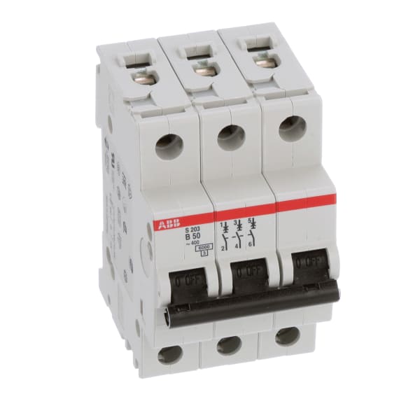 ABB - S203-B50 - Circuit Breaker; 3-Pole; B Curve; 50A; 6kA; 480Y/277VAC; Handle; Screw ...