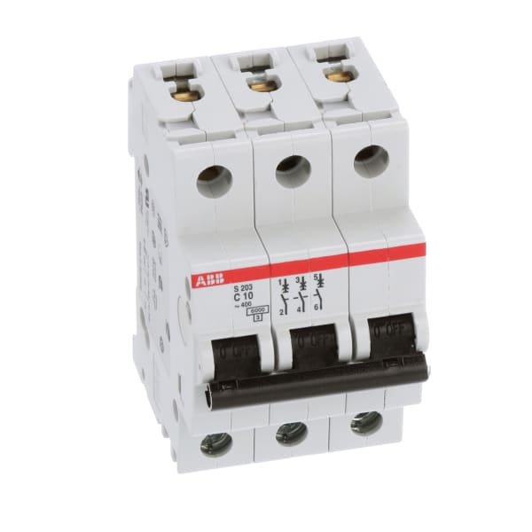 ABB - S203-C10 - Circuit Breaker; 3-Pole; C Curve; 10A; 6kA; 480Y/277VAC; Handle; Screw Termin. - RS