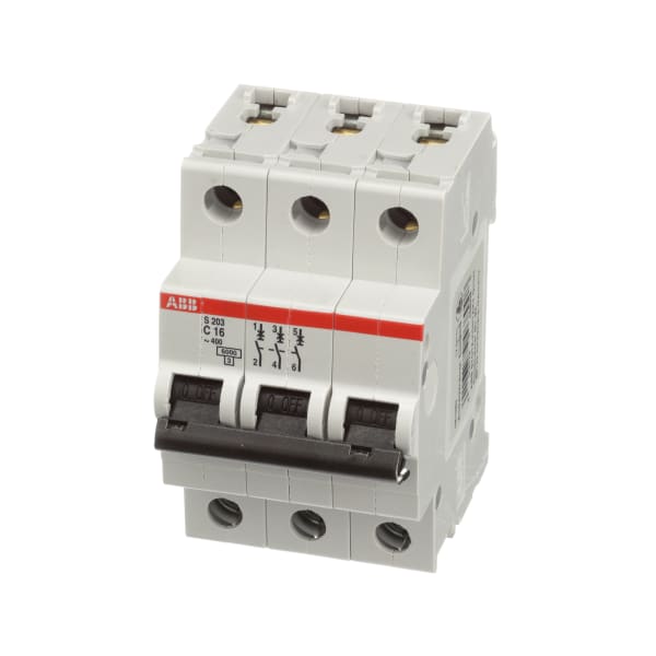 ABB - S203-C16 - Circuit Breaker, 3-Pole, C Curve, 16A, 6kA, 480Y/277VAC, Handle, Screw Termin. - RS