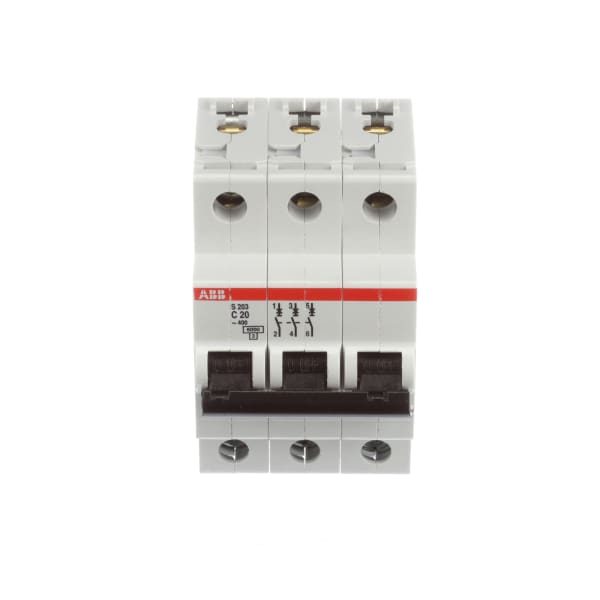 ABB - S203-C20 - Circuit Breaker, 3-Pole, C Curve, 20A, 6kA, 480Y/277VAC, Handle, Screw Termin. - RS