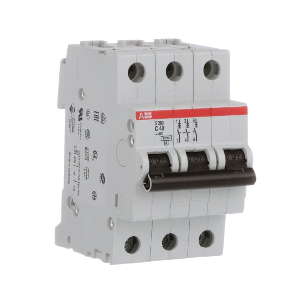 ABB - S203-C40 - Circuit Breaker,Mini,3 Pole,C Curve,40A,6kA,480Y/277VAC,Handle,Screw Termin. - RS