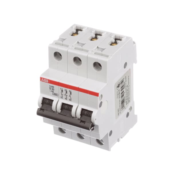 ABB - S203-D20 - Circuit Breaker, 3-Pole, D Curve, 20A, 6kA, 480Y/277VAC, Handle, Screw ...