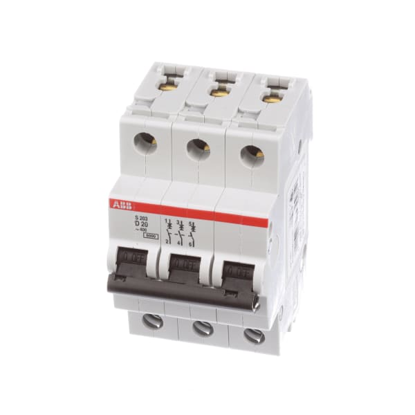 ABB - S203-D20 - Circuit Breaker, 3-Pole, D Curve, 20A, 6kA, 480Y/277VAC, Handle, Screw ...