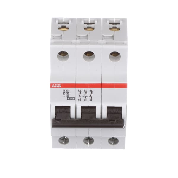 ABB - S203-D32 - Circuit Breaker, 3-Pole, D Curve, 32A, 6kA, 480Y/277VAC, Handle, Screw ...