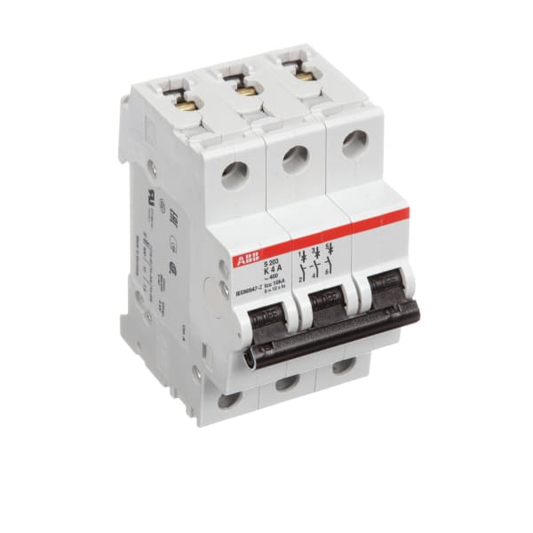ABB - S203-K4 - Circuit Breaker,Miniature,3 Pole,K Curve,4A,6kA,480Y/277VAC,Handle,Screw Term - RS