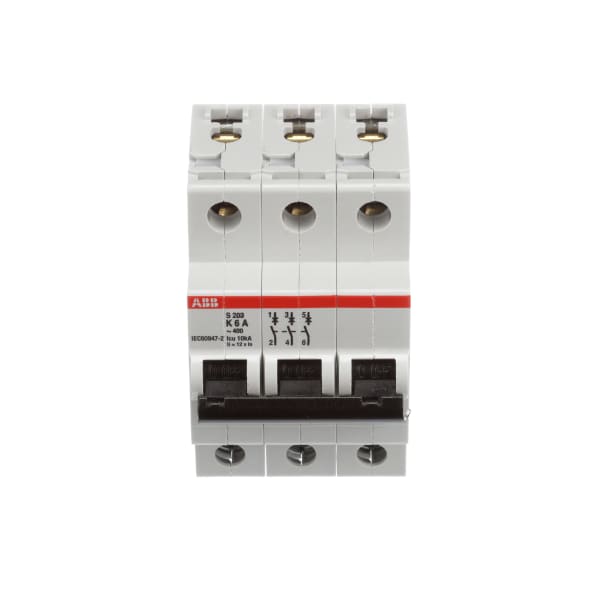 ABB - S203-K6 - Circuit Breaker, 3-Pole, K Curve, 6A, 6kA, 480Y/277VAC, Handle, Screw Termin. - RS