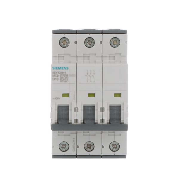 Siemens - 5SY4310-8 - Circuit Breaker, Supplementary, 3-P, 10A, D Curve ...
