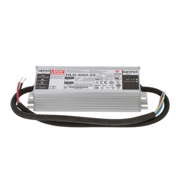 MEAN WELL - HLG-60H-24 - Power Supply,AC-DC,24V,2.5A,100-305V In,Sealed,PFC,LED Driver,HLG-60H ...