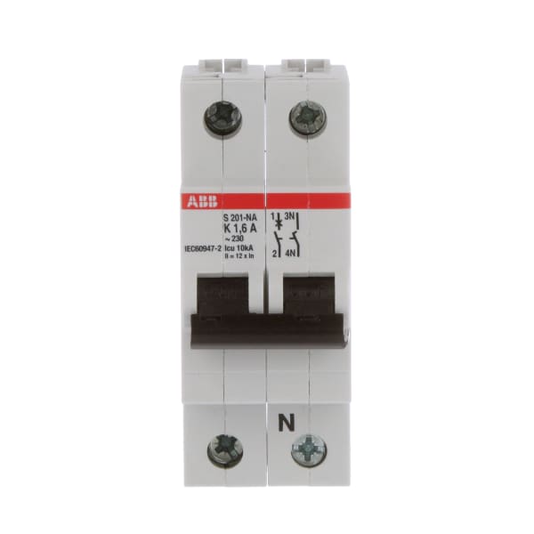 ABB - S201-K1.6NA - Miniature Circuit Breaker, 1P+N K 1.6A 480Y/277 SUPP - RS