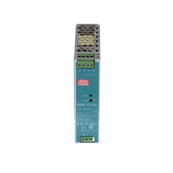MEAN WELL - EDR-75-24 - Power Supply, AC-DC, 24V,3.2A, 100-264V In, Enclosed, DIN Rail Mount ...