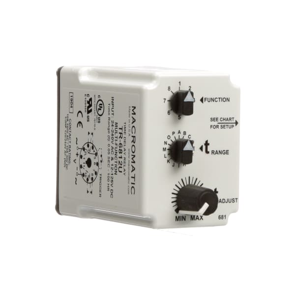 Macromatic - TR-6812U - Time Delay Relay, Plug-in, Multi-Function (8), 24-240VAC/12-125VDC, 0 ...