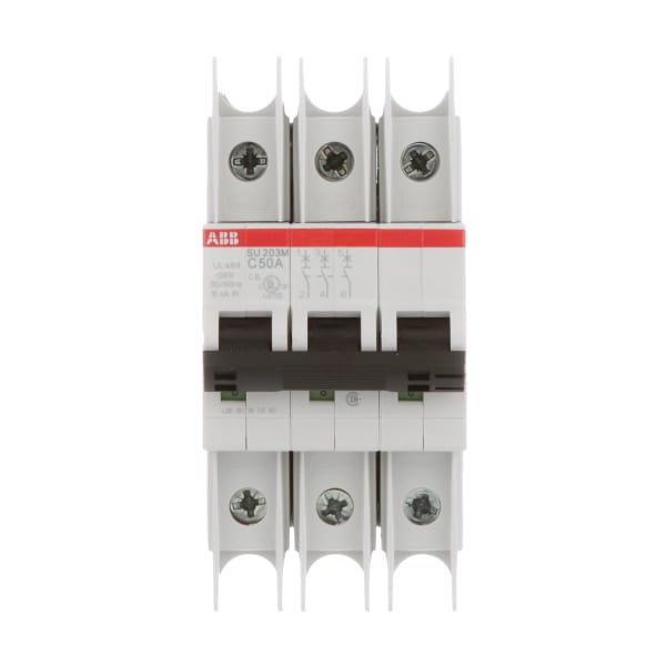 ABB - SU203M-C50 - Miniature Circuit Breaker, Trip Curve C, 50 Amp, 3 Pole, UL489 - RS