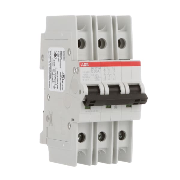 ABB - SU203M-C50 - Miniature Circuit Breaker, Trip Curve C, 50 Amp, 3 Pole, UL489 - RS