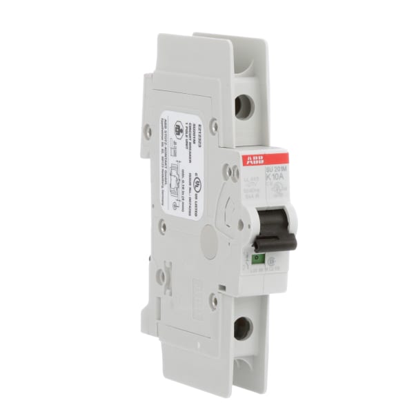 ABB - SU201M-K10 - Miniature Circuit Breaker, Trip Curve K, 10 Amp, 1 Pole, UL489 - RS