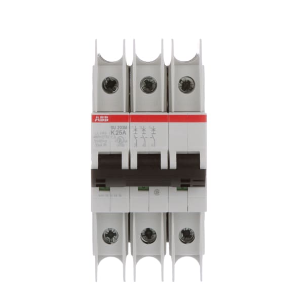 ABB - SU203M-K25 - Miniature Circuit Breaker, Trip Curve K, 25 Amp, 3 Pole, UL489 - RS
