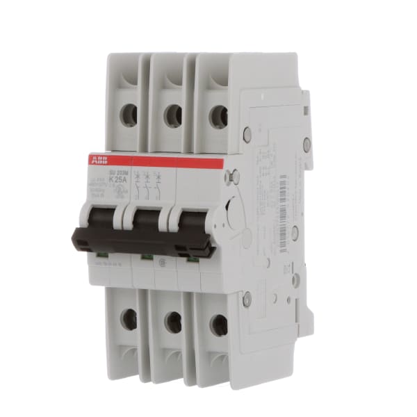 ABB - SU203M-K25 - Miniature Circuit Breaker, Trip Curve K, 25 Amp, 3 Pole, UL489 - RS