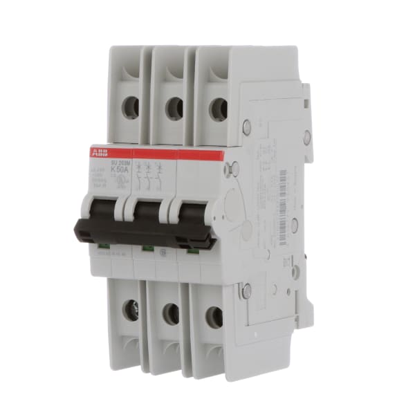 ABB - SU203M-K50 - Miniature Circuit Breaker, Trip Curve K, 50 Amp, 3 Pole, UL489 - RS
