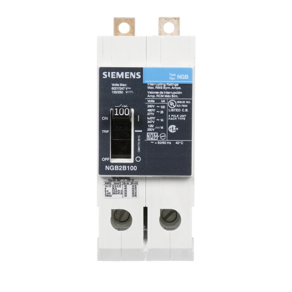 Siemens - NGB2B100B - BRKR NGB 100A 2P 480Y 25K LD LUG - RS