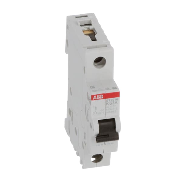 ABB - ST201M-K63 - Circuit Breaker, Miniature, DIN Rail Mount, K Curve, 1 Pole, 63A - RS