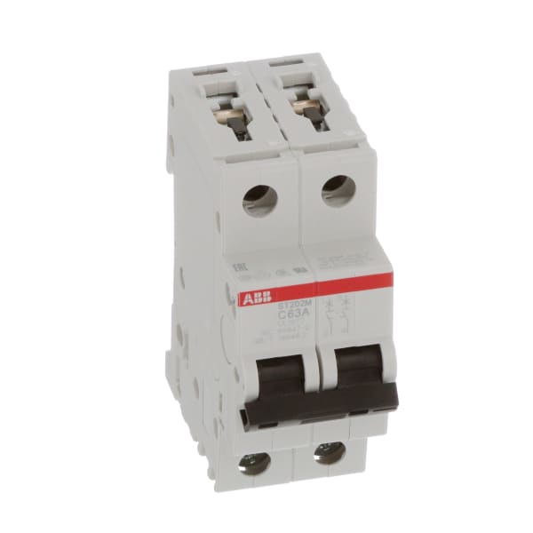ABB - ST202M-C63 - Circuit Breaker, Miniature, DIN Rail Mount, C Curve, 2 Pole, 63A - RS