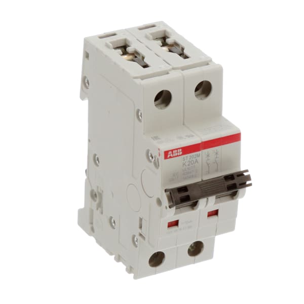 ABB - ST202M-K20 - Circuit Breaker, Miniature, DIN Rail Mount, K Curve, 2 Pole, 20A - RS