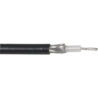 Belden - 8219 0101000 - Coaxial Cable, RG58A/U, 20AWG, TC, 19x32, Braid Shield, Black PVC jkt - RS