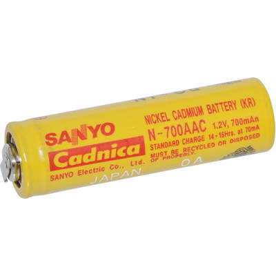 Dantona Industries, Inc. - N-700AAC-ST - Battery,Rechargeable,AA,Nickel Cadmium,1.2VDC,700mAh ...