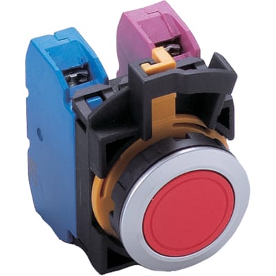 IDEC Corporation - CW4B-M1E11R - Pushbutton, CW Series, Metal Bezel, Flush, 1NO-1NC, Mom, Red - RS
