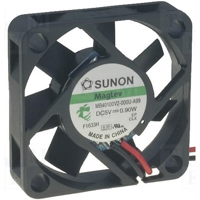 Sunon Fans - MB40100V2-000U-A99 - DC Fan, 5V, 40x40x10mm, 7CFM, 0.9W, 27dBA, 5800RPM, Wire Leads ...
