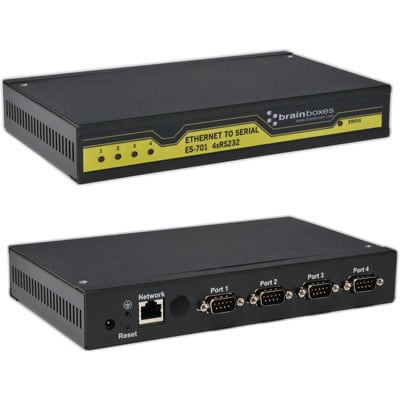 Brainboxes - ES-701 - Brainboxes RS232 Ethernet Media Converter, 10/100Mbit/s, 5 - 30 V dc - RS