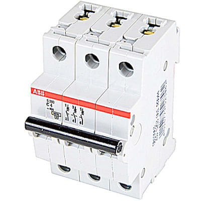 ABB - S203-C4 - Circuit Breaker; 3-Pole; C Curve; 4A; 6kA; 480Y/277VAC; Handle; Screw Termin. - RS