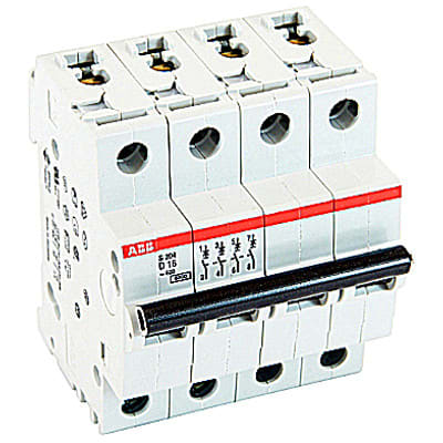 ABB - S204-D16 - Circuit Breaker; 4-Pole; D Curve; 16A; 6kA; 480Y/277VAC; Handle; Screw Termin. - RS