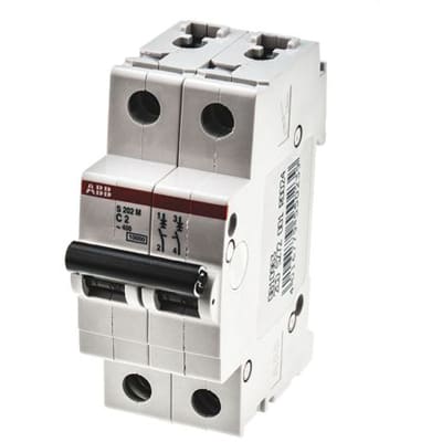 ABB - S202M-C2 - Miniature Circuit Breaker, Pro M compactS200 MCB, 2P, 2 A, Curve C - RS