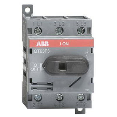 ABB - OT63F3/B50 - Non-Fused Disconnect switch 60A 3 Poles 600VAC, DIN Rail / Panel Mount ...