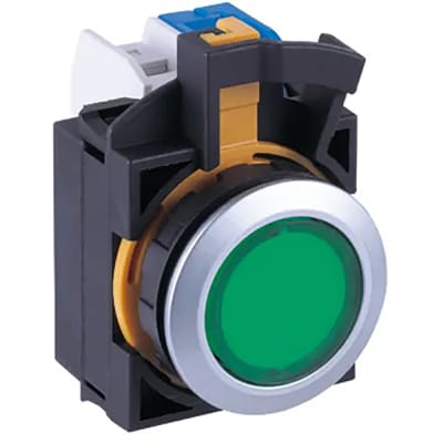 IDEC Corporation - CW4L-M1E10Q4A - Pushbutton; CW Series; Metal Bezel; Flush; Illum; 1NO, Mom ...