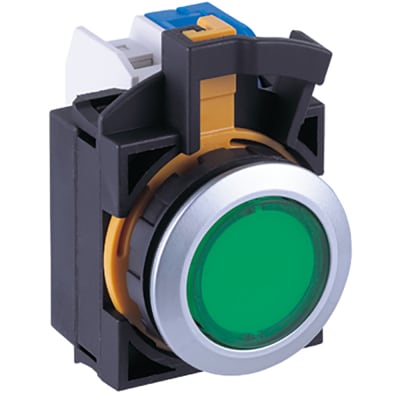 IDEC Corporation - CW4L-M1E10Q4S - Pushbutton, CW Series, Metal Bezel, Flush, Illum, 1NO, Mom ...