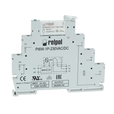 Altech Corp - PIR6W-1P-230VAC/DC - Industrial relay, Interface relay, SPDT 230VAC/DC coil, 6A ...