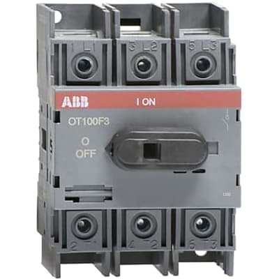 ABB - OT100F3-F - Non-Fused Disconnect switch 100A 3 Poles 600VAC, DIN Rail / Panel Mount , UL98 ...
