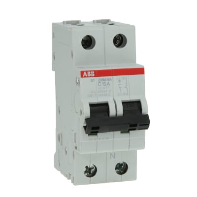 ABB - ST201M-C10NA - Circuit Breaker,Miniature,DIN Rail Mount,C Curve,1 Pole + N,10A - RS