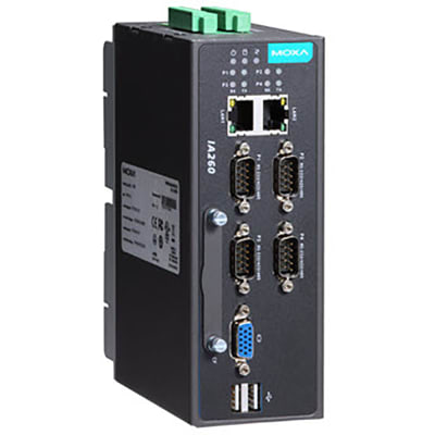 Moxa - IA260-LX - Arm-based DIN-rail industrial computer with 4 serial ports2 LAN ports8 DI/DO, - RS