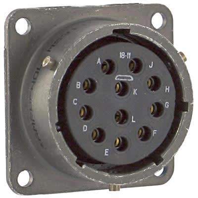 Amphenol Industrial - MS3112E18-11S - Connector, Box Mount, 18, 0.825 in. (Max.), 1.073 in. (Max ...