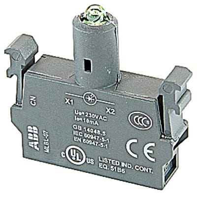 ABB - MLBL-07G - Accessories, LED Block, Integrated LED, 2 Position, 230 V, Green - RS