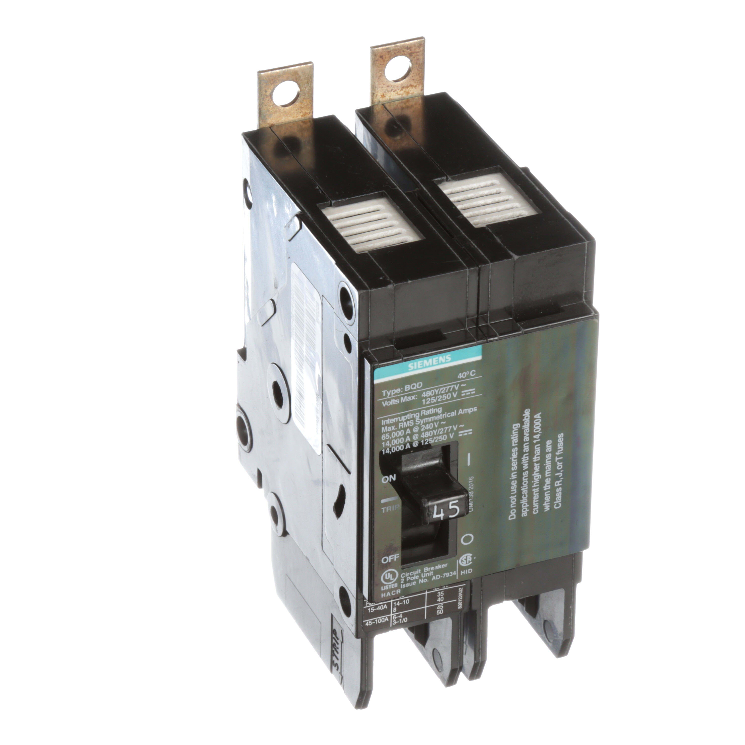 Siemens - BQD245 - Circuit Breaker BQD 2P 45A 480VAC 14KA - RS