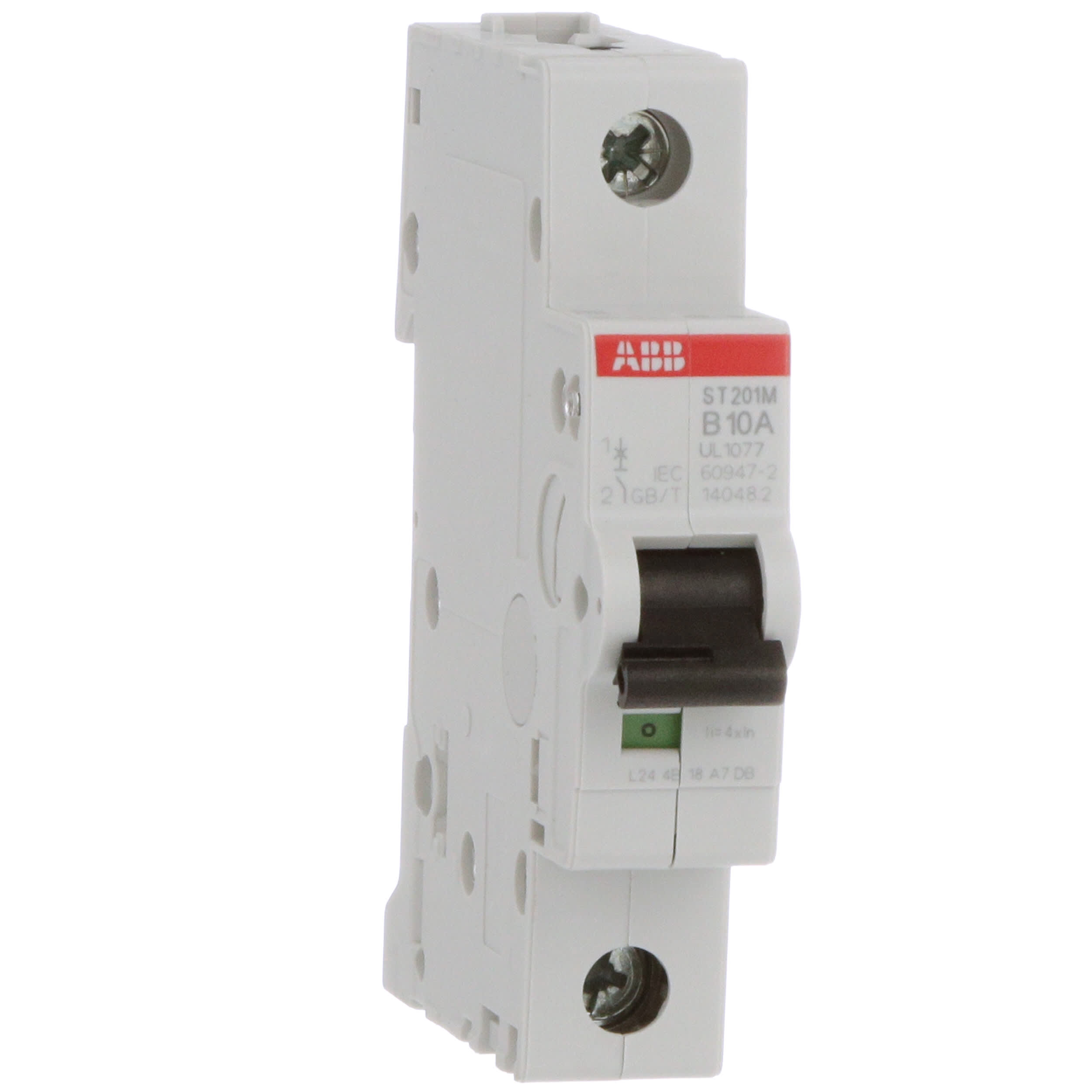 ABB - ST201M-B10 - Circuit Breaker, Miniature, DIN Rail Mount, B Curve, 1 Pole, 10A - RS
