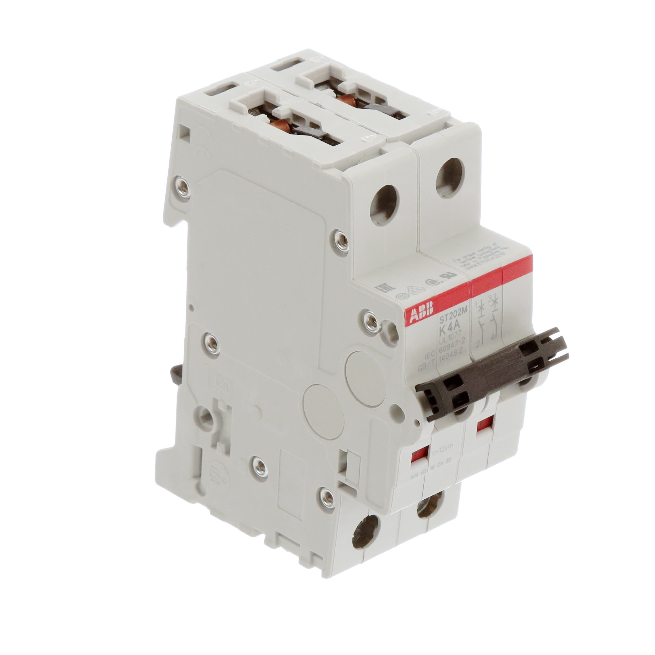 ABB - ST202M-K4 - Circuit Breaker, Miniature, DIN Rail Mount, K Curve, 2 Pole, 4A - RS