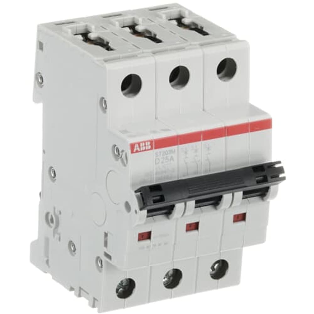 ABB - ST203M-D25 - Circuit Breaker,Miniature,DIN Rail Mount,D Curve,3 Pole,25A - RS