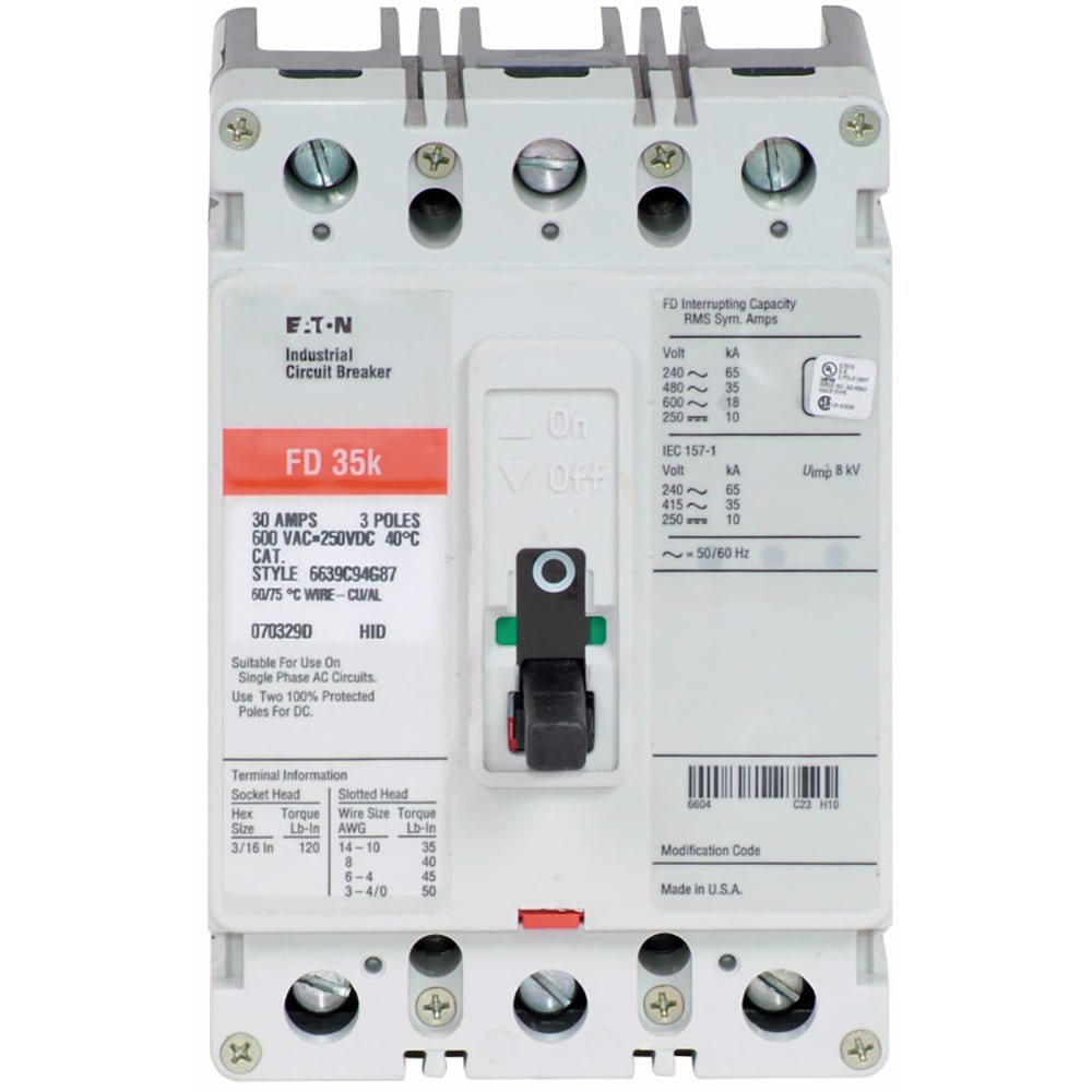 Eaton - Cutler Hammer - FD3020BP10 - FD 3 Pole, 20 A, 35 kA at 480 VAC, 600 V max, - RS