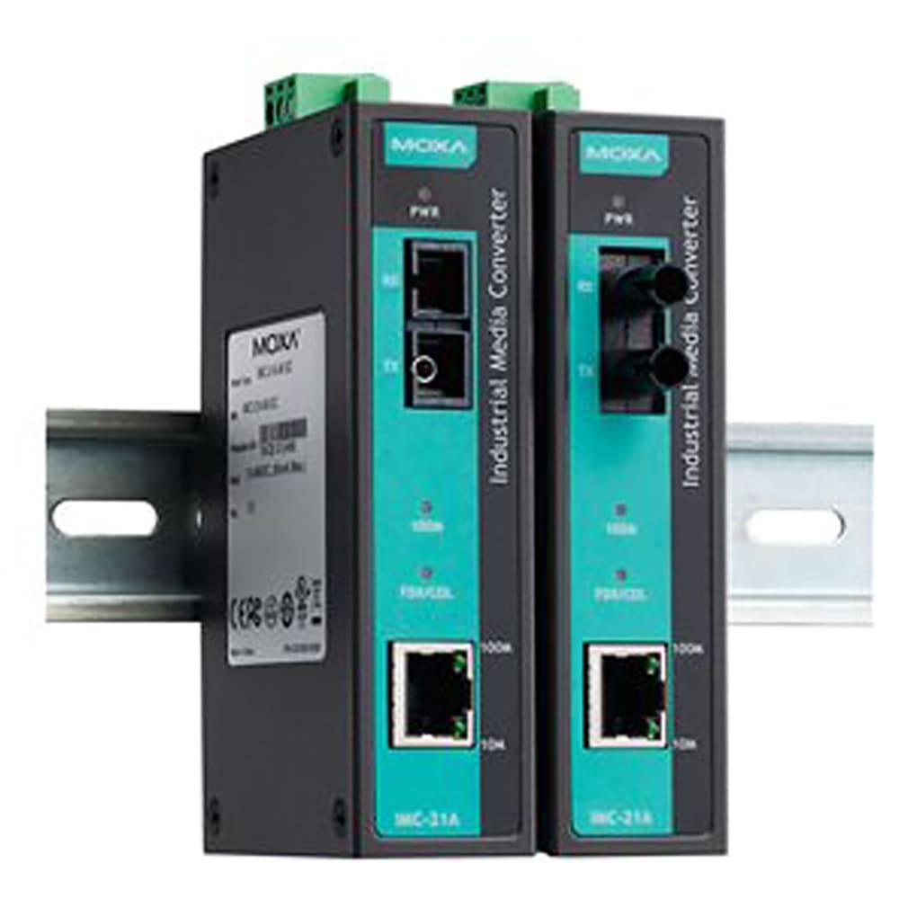 Moxa - IMC-21A-S-SC-T - Industrial 10/100BaseT(X) to 100BaseFX, Single SC, -40 to 75C, IMC-21A ...